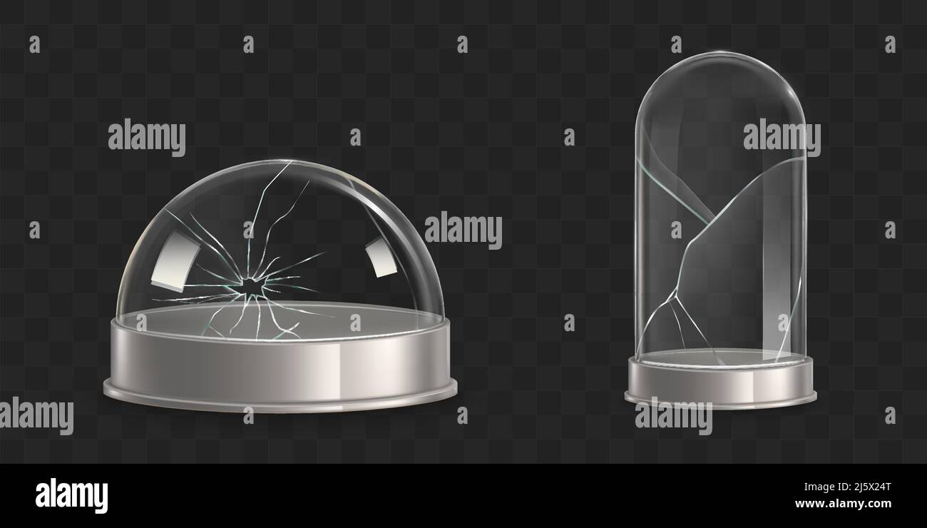 Broken waterglobe, cracked empty, glass dome, damaged bell jar 3d ...