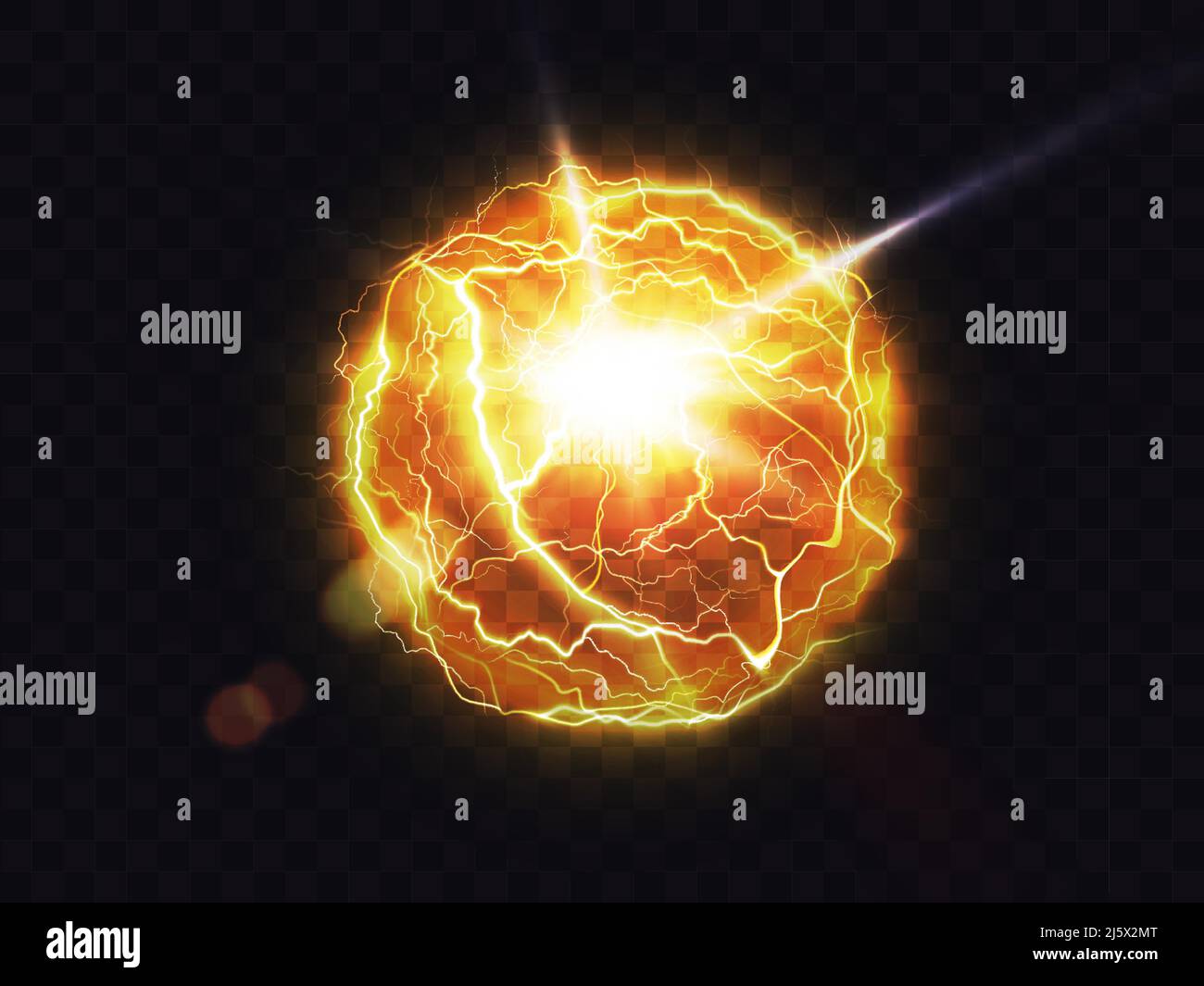 Electric ball, lightning fireball, strike impact place, plasma sphere ...