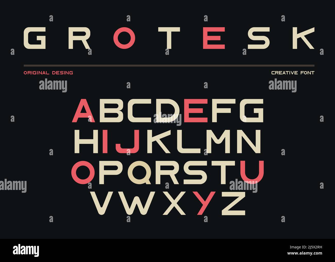 Latin alphabet, sans serif font in grotesk retro style. Abc uppercase ...