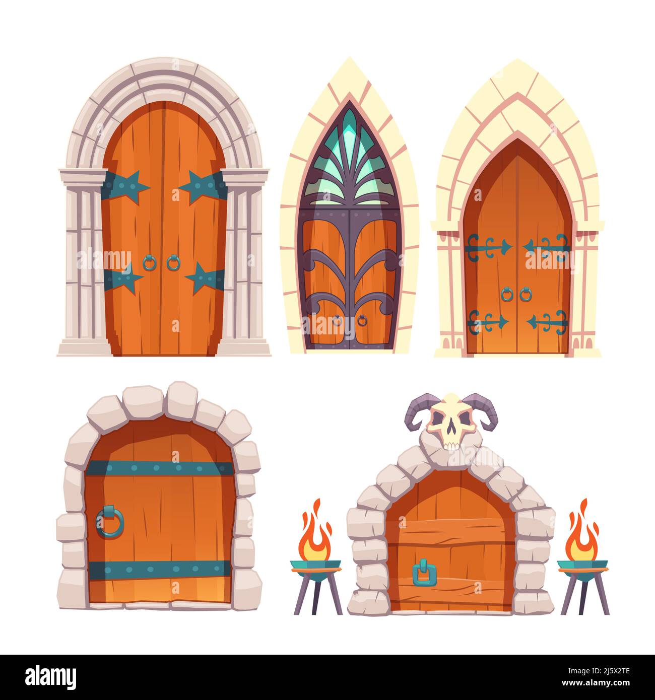 Entrance doors old castle Stock Vector Images - Alamy