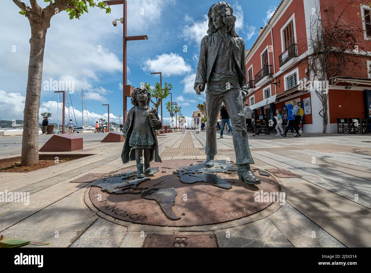 Ibiza, Spain : 2022 April 19 : Hippie metal statue in the port of Ibiza ...