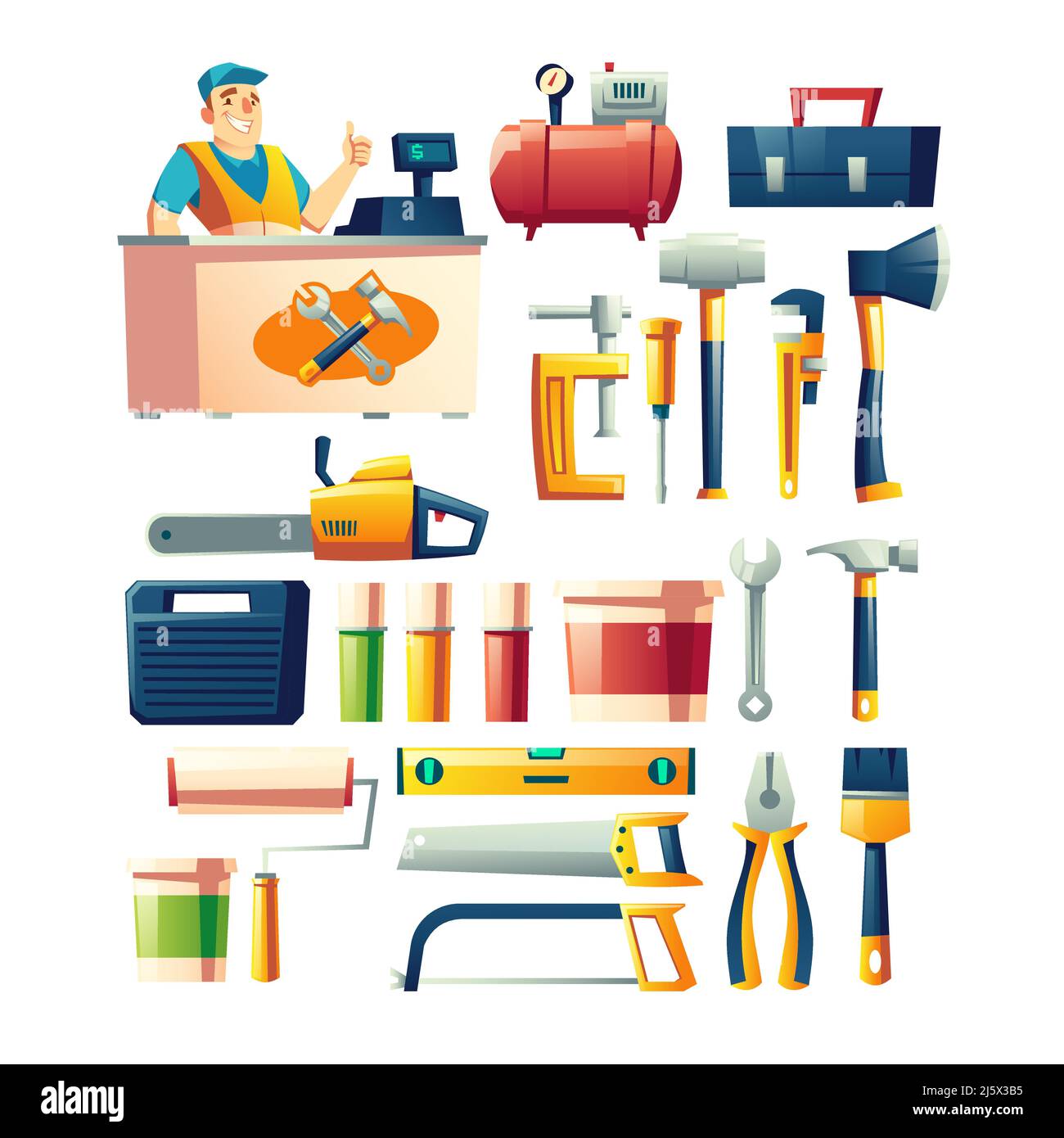 Construction, woodworking, repair tools set. Hand and power tools store ...