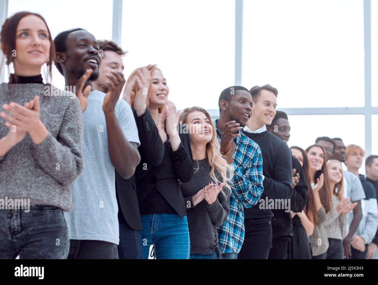 Diverse group young positive colleagues hi-res stock photography and images - Alamy