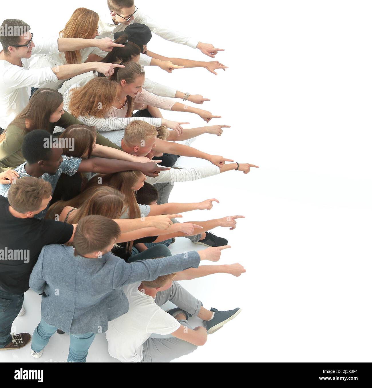 top view. walking young people pointing to their goal Stock Photo - Alamy