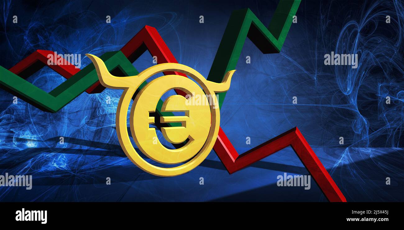 3d illustration of eur courrency icon. european euro trading stock ...