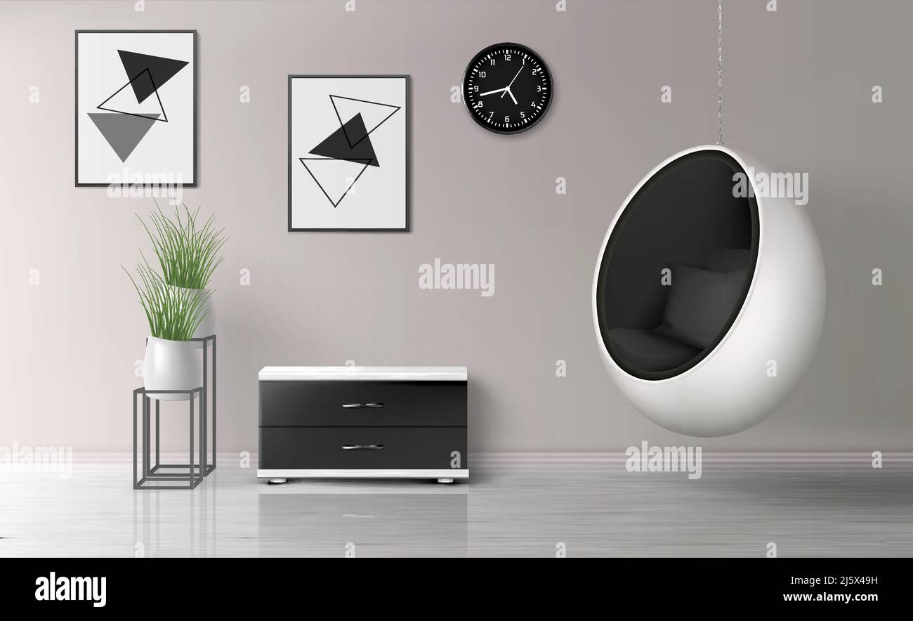 House, apartment living room modern interior template. White egg chair ...