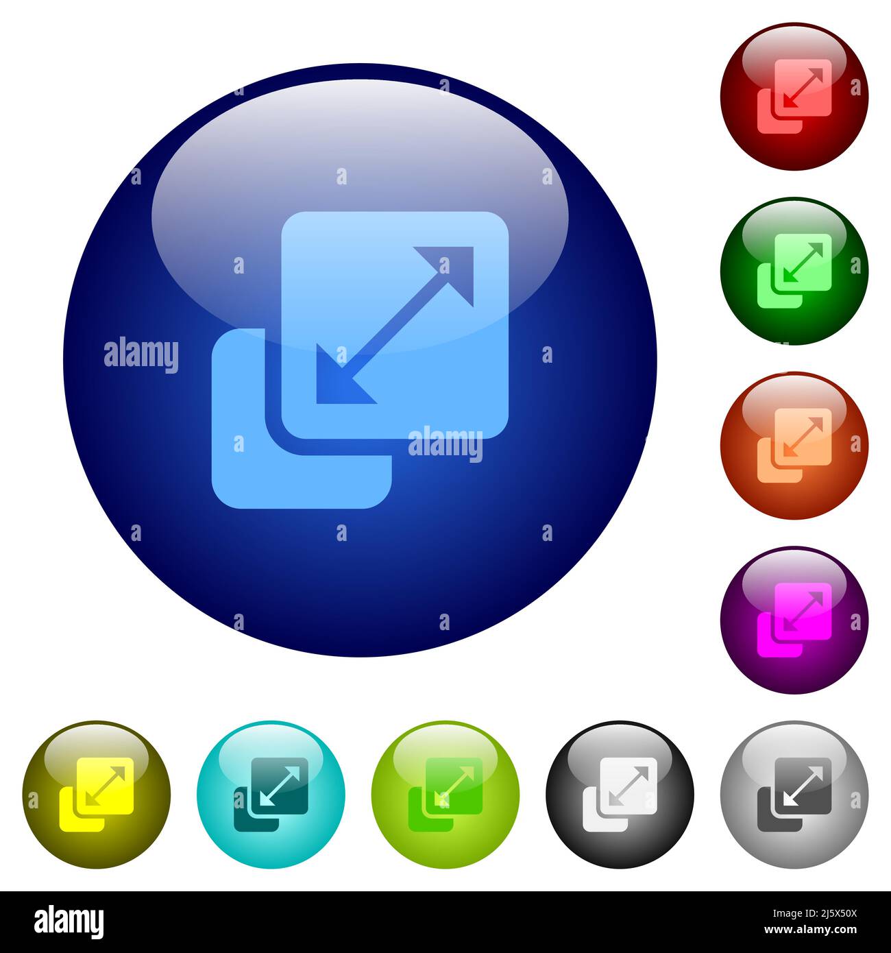 Resize element solid icons on round glass buttons in multiple colors ...