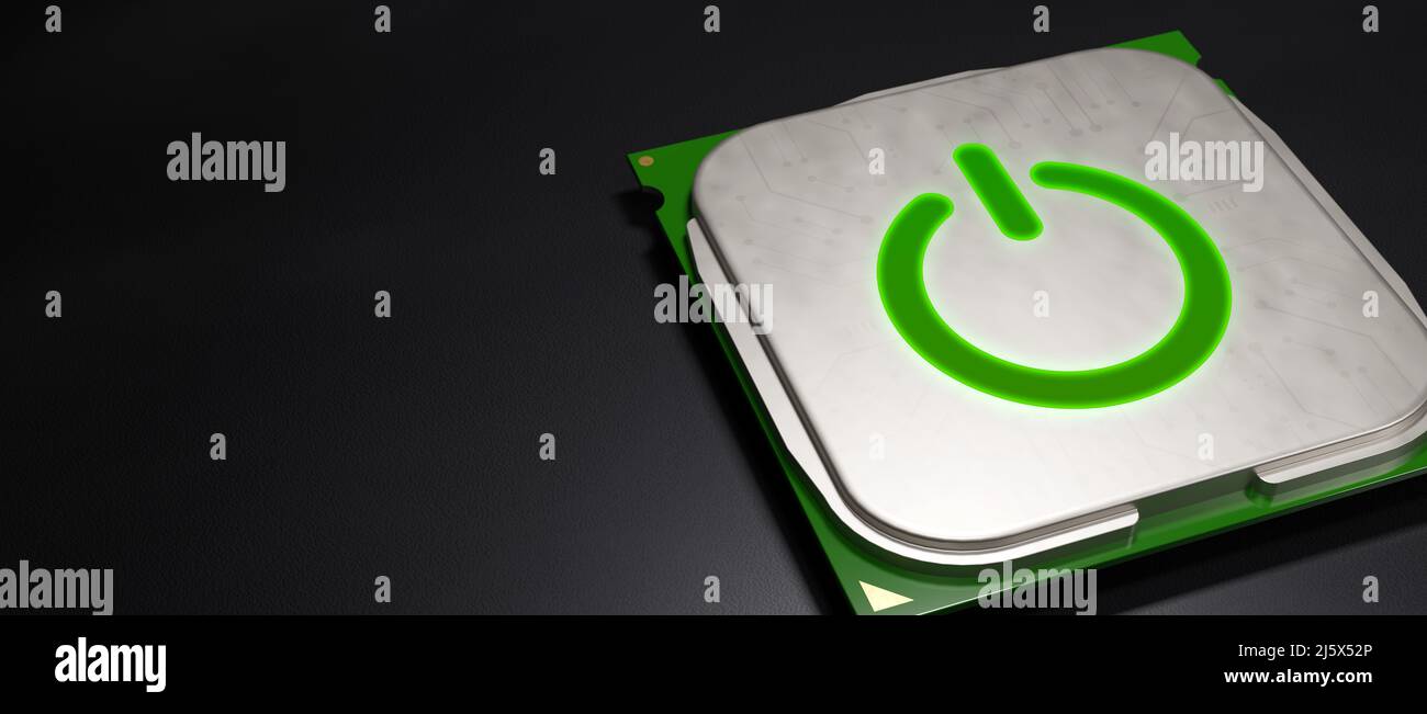 Cyber security concept. Power button on technology background. 3D ...