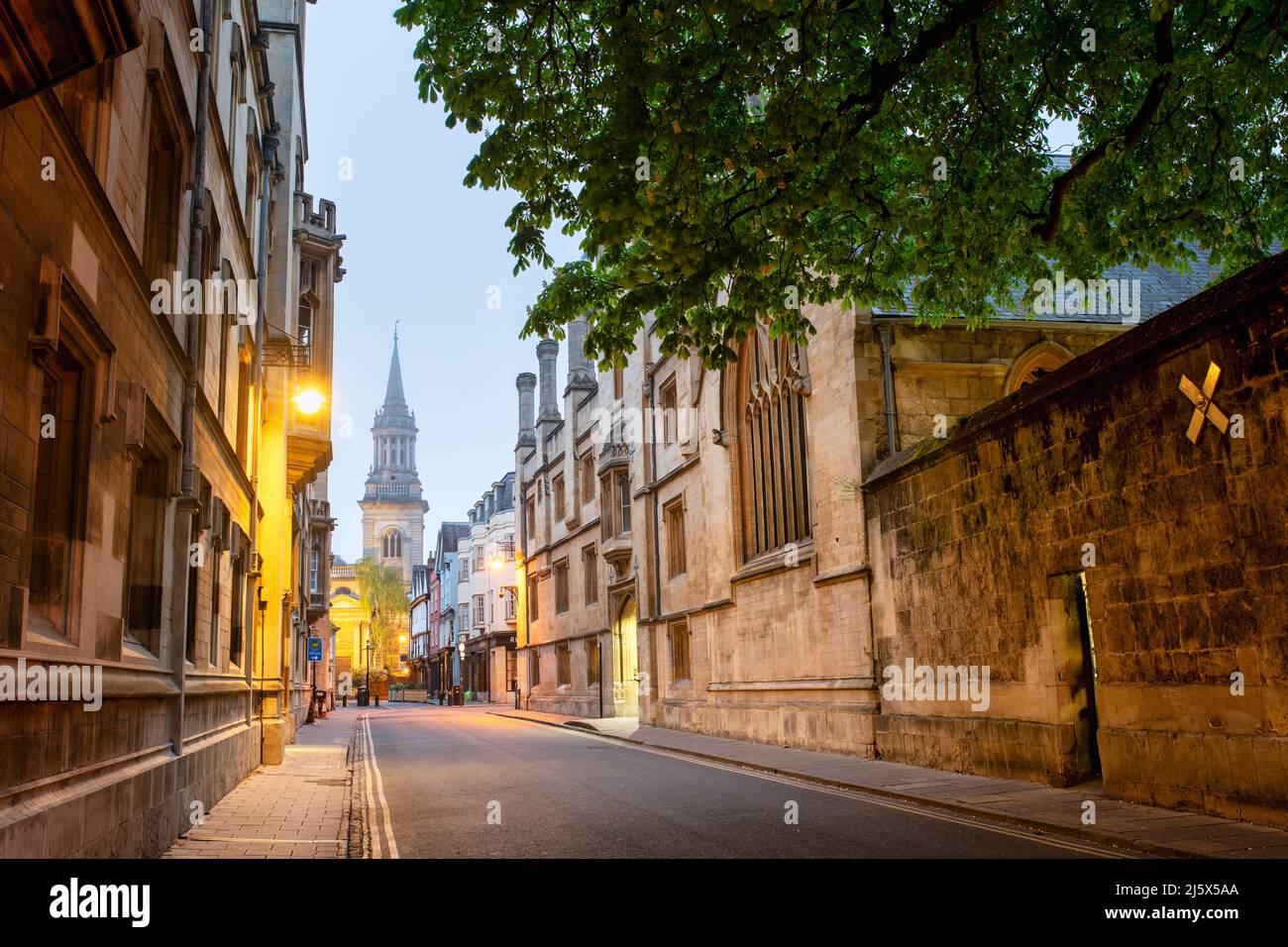 Turl street and All Saints Church in the early morning. Oxford ...