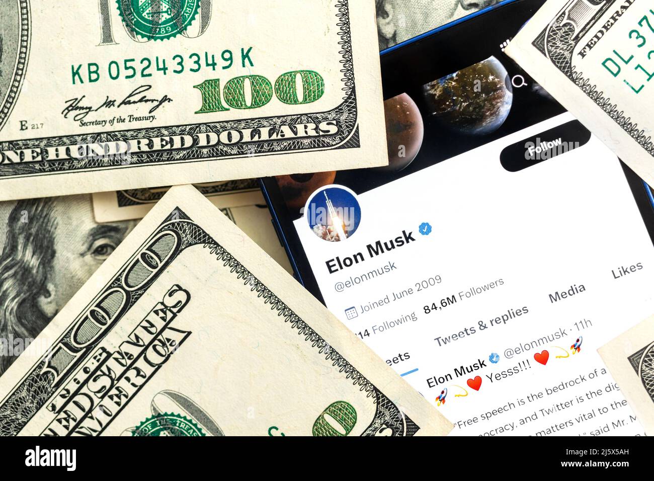 Elon Musk money background. Business and stock concept Stock Photo - Alamy