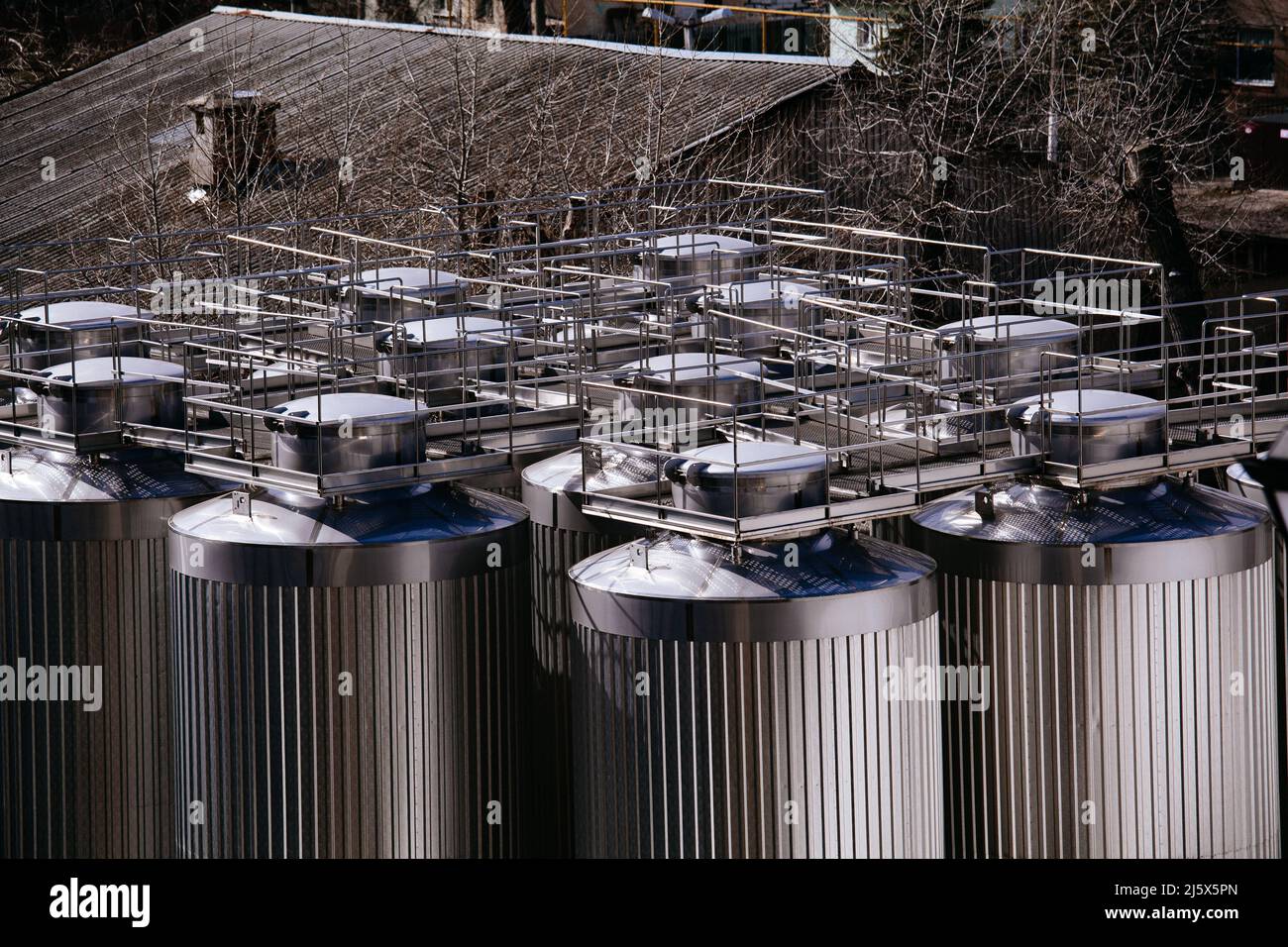 Steel storage tanks in modern brewery Stock Photo - Alamy