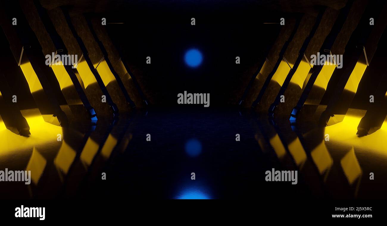 Futuristic room with yellow lights hi-res stock photography and images ...