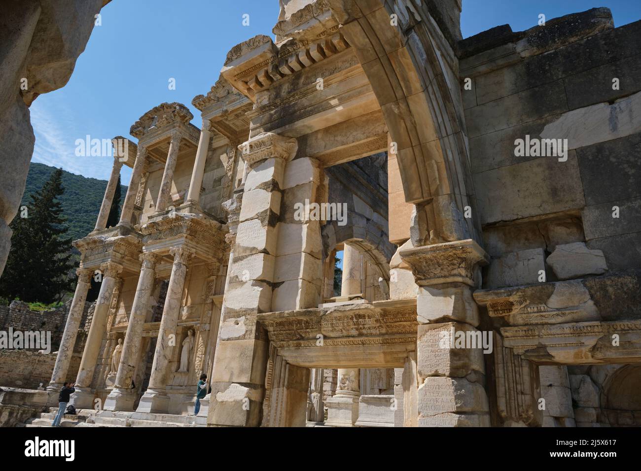 The column facade of the multistory Library, as seen through a nearby ...