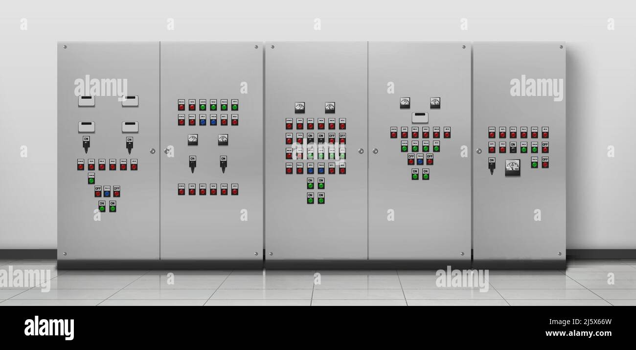 Substation room. Electrician equipment, technical generator ...