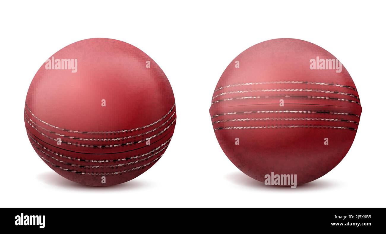 Cricket balls set isolated on white background, red leather sports ...