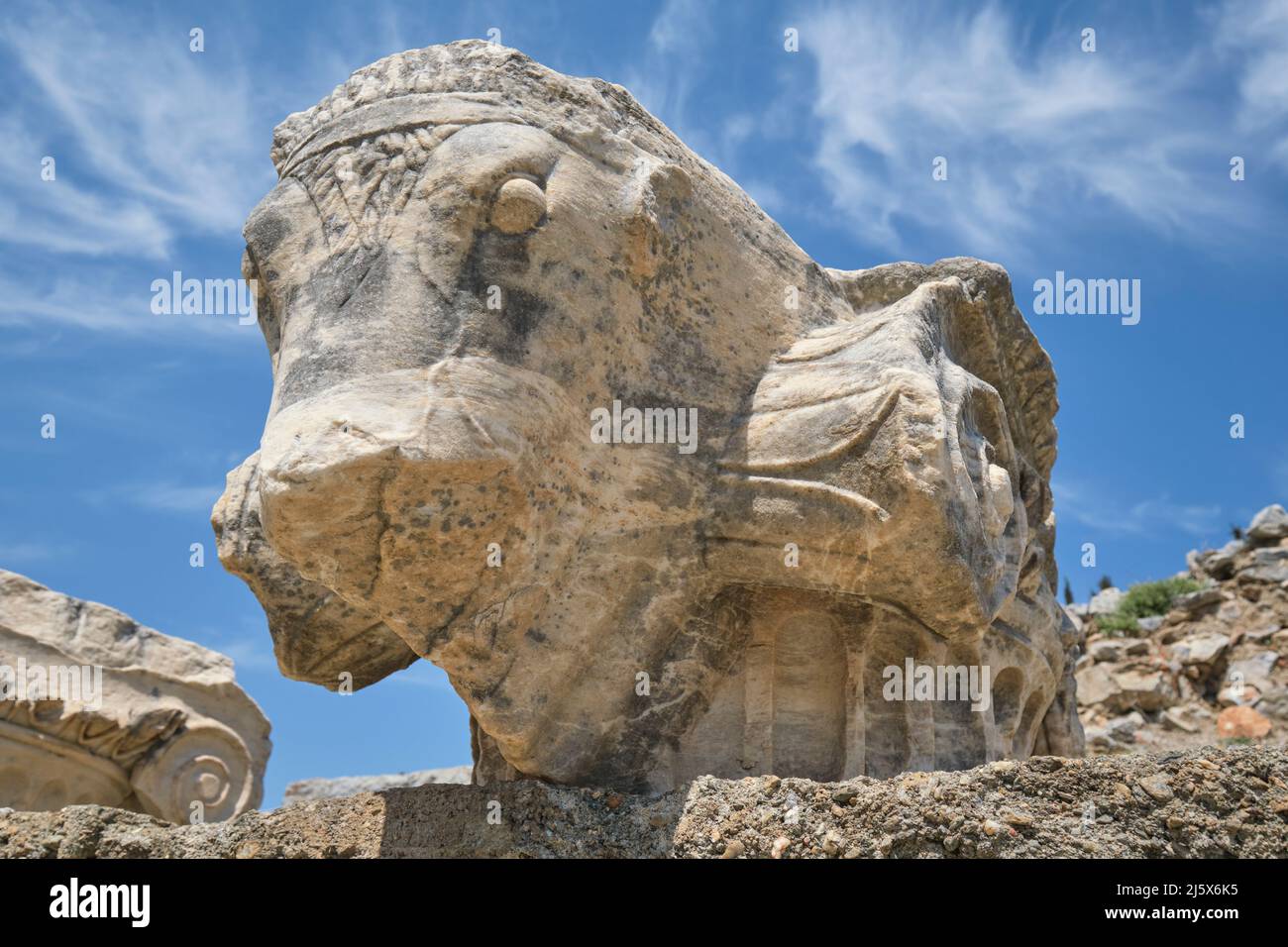 An example of one of the unique bull column cap, top marble carvings in ...