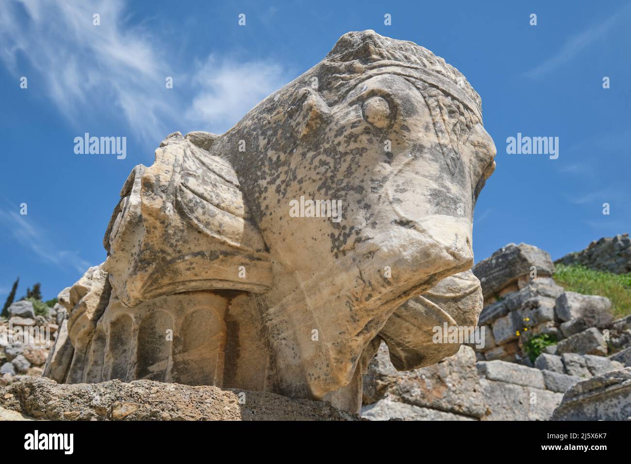 An example of one of the unique bull column cap, top marble carvings in ...