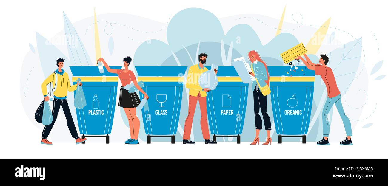 People sorting garbage putting rubbish in trash bin Stock Vector Image & Art - Alamy