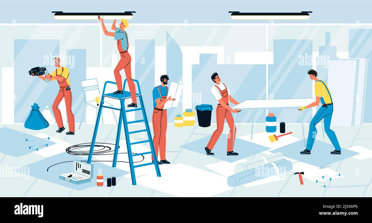Office renovation Stock Vector Images - Alamy