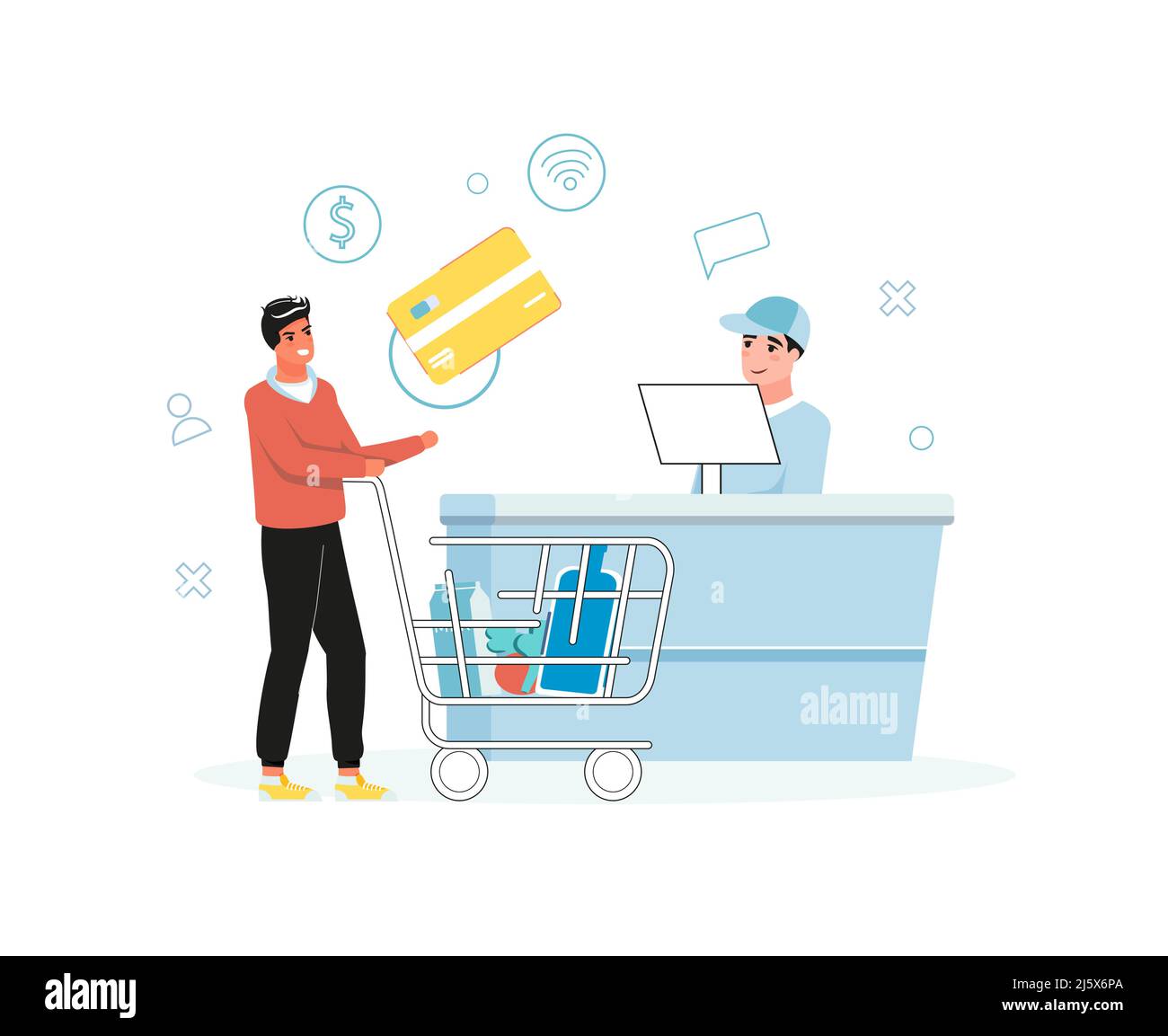 Grocery seller man Cut Out Stock Images & Pictures - Alamy