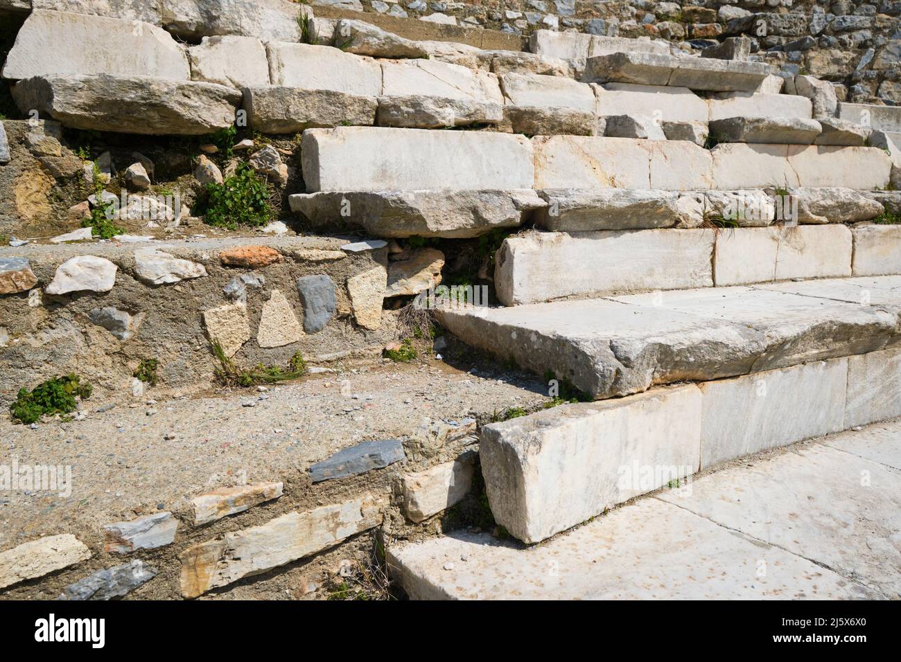A look at the design of the seats, featuring concrete, stone foundation ...