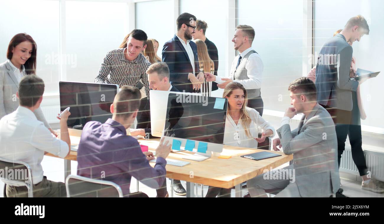 business people greet each other in the office Stock Photo - Alamy