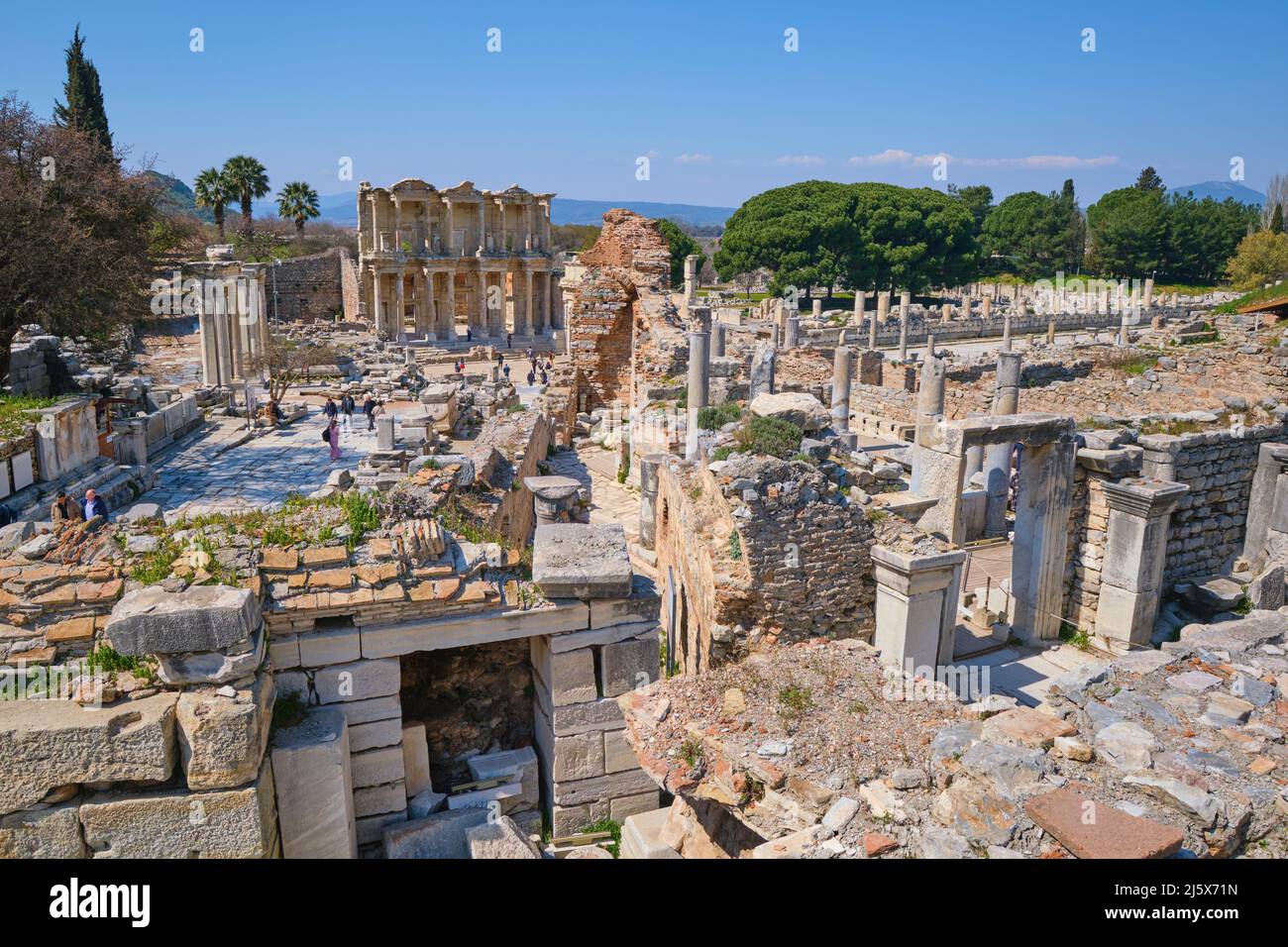 An overview from the Scholastica Baths, looking toward the Library and ...