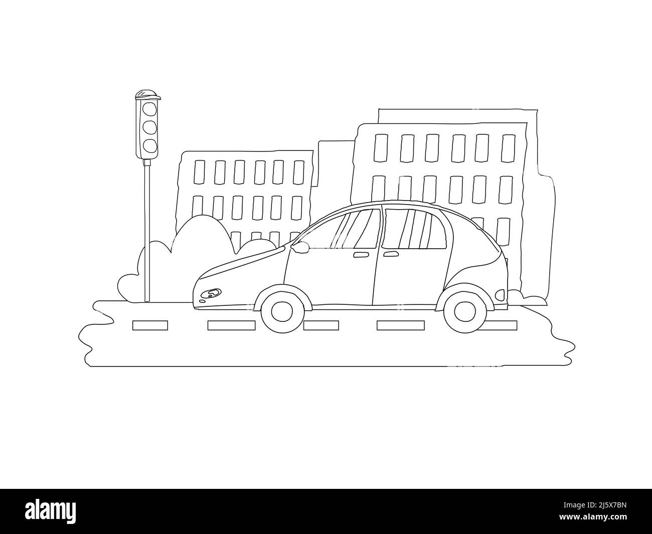 Car on road cityscape Black and White Stock Photos & Images - Alamy