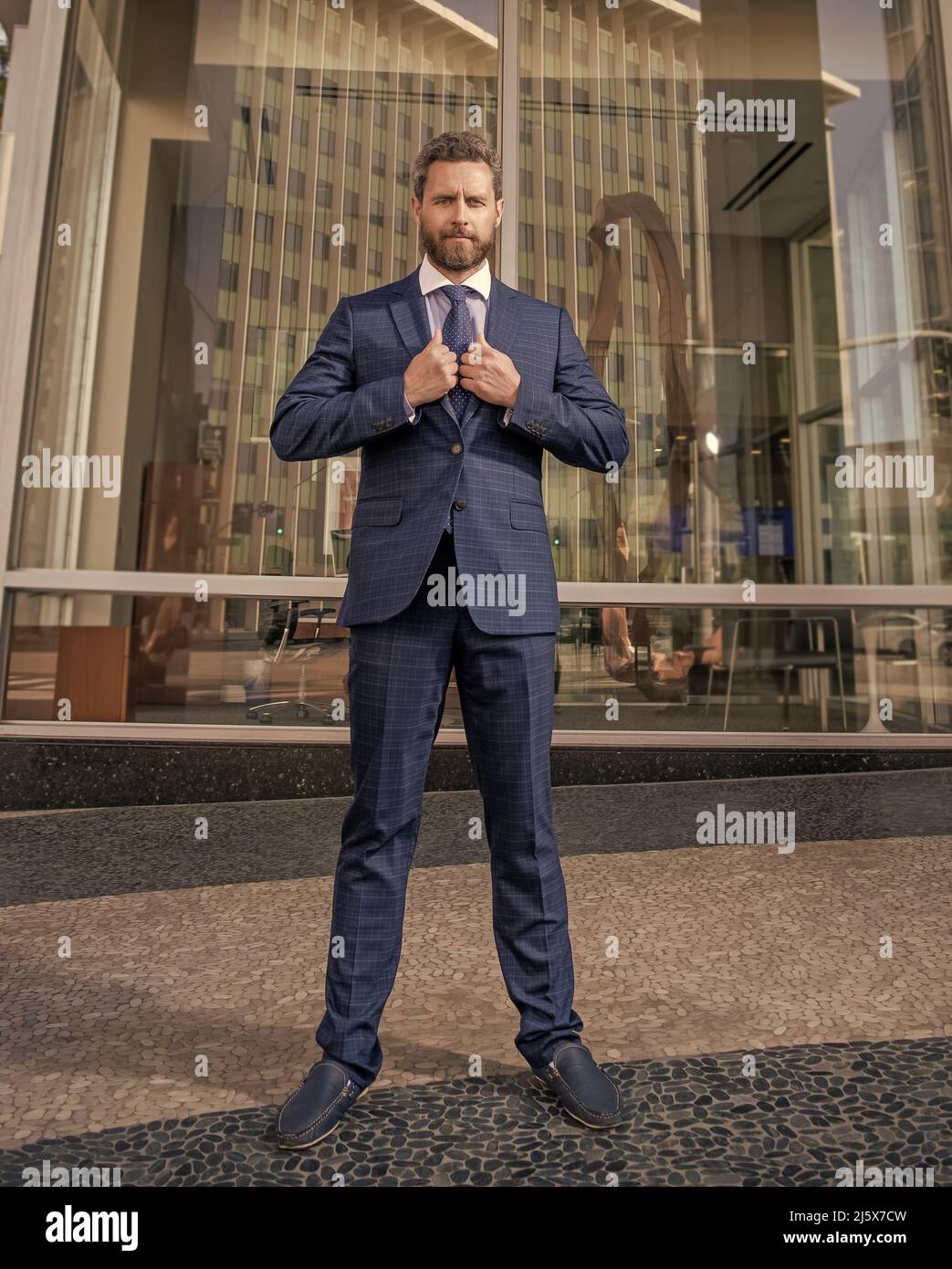 successful bearded businessman in formal suit full length, business ...