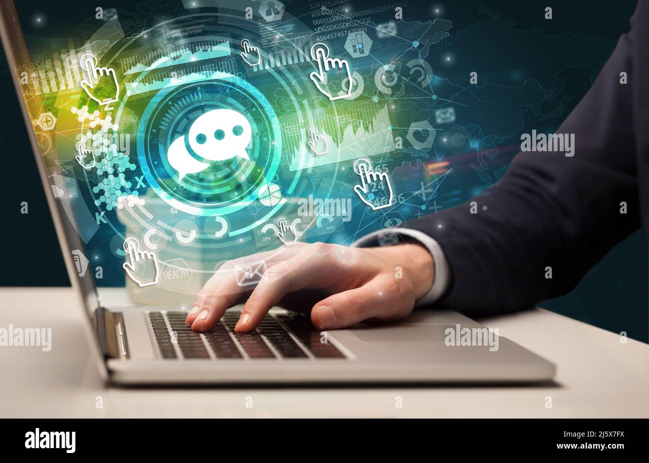 Business hand typing on a modern laptop Stock Photo - Alamy