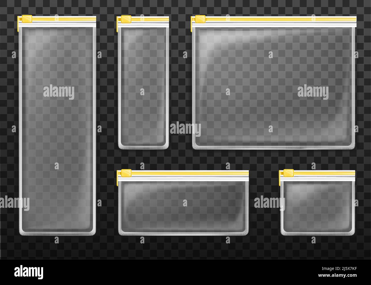 Clear plastic zipper bags isolated on transparent background. Vector ...