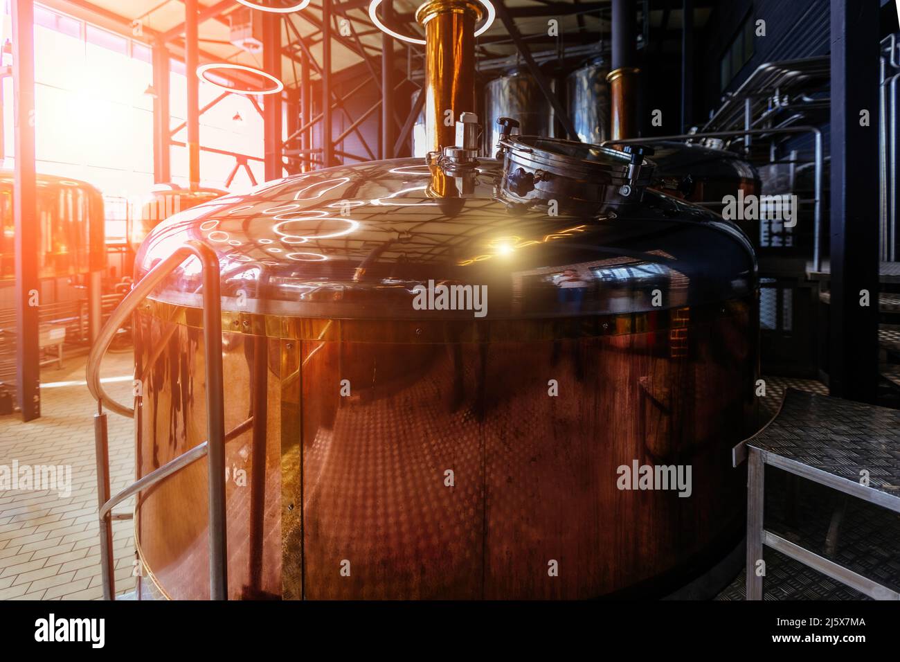 Modern brewery. Crafr beer production line Stock Photo - Alamy