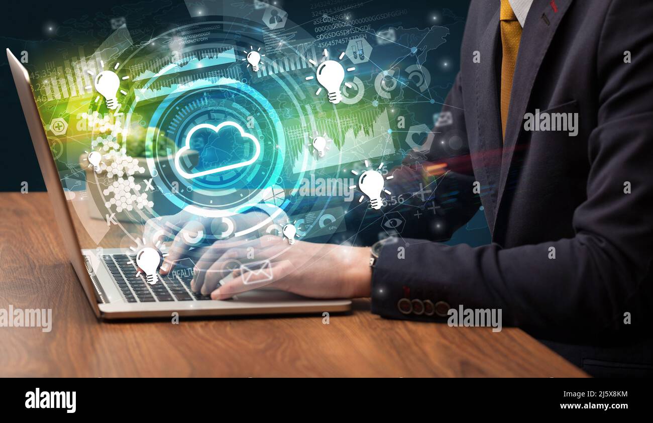Business hand typing on a modern laptop Stock Photo - Alamy