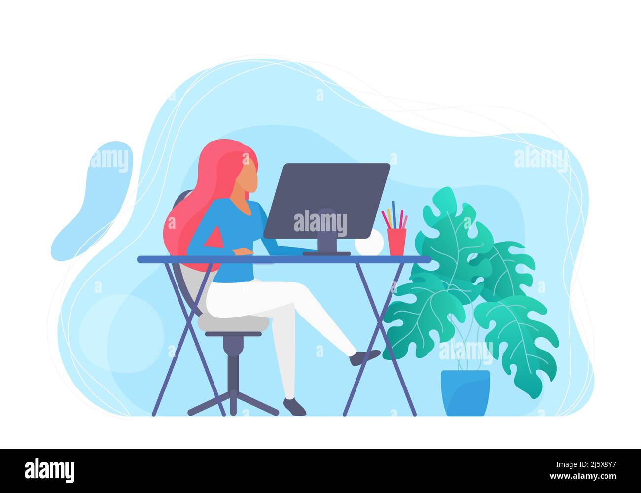 Working remotely at home workstation room. Telecommuting freelance ...