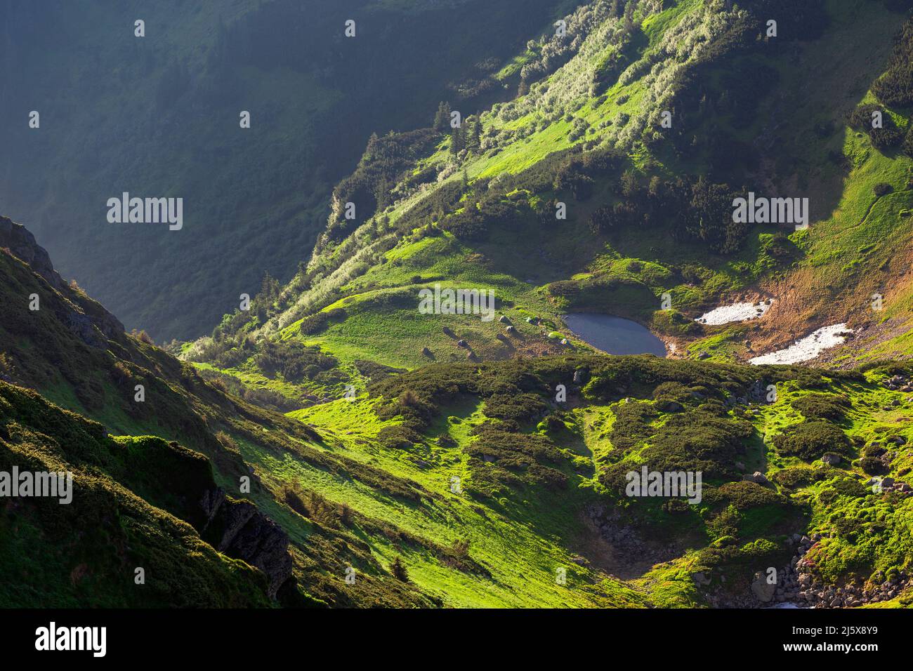 View of the Lake Bloody. Maramures Mountains Region, Ukraine.Carpathian ...