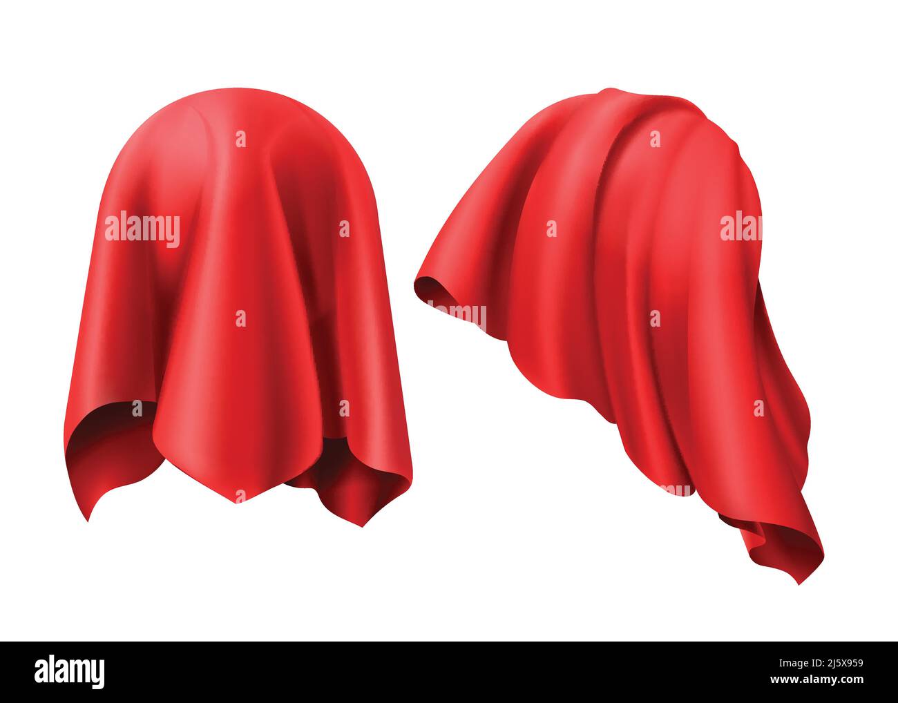 Sphere covered with red cloth. Vector template of ball hidden under ...