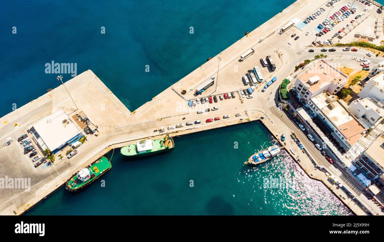 boat pier in Agios Nikolaos, Crete, Greece Stock Photo - Alamy