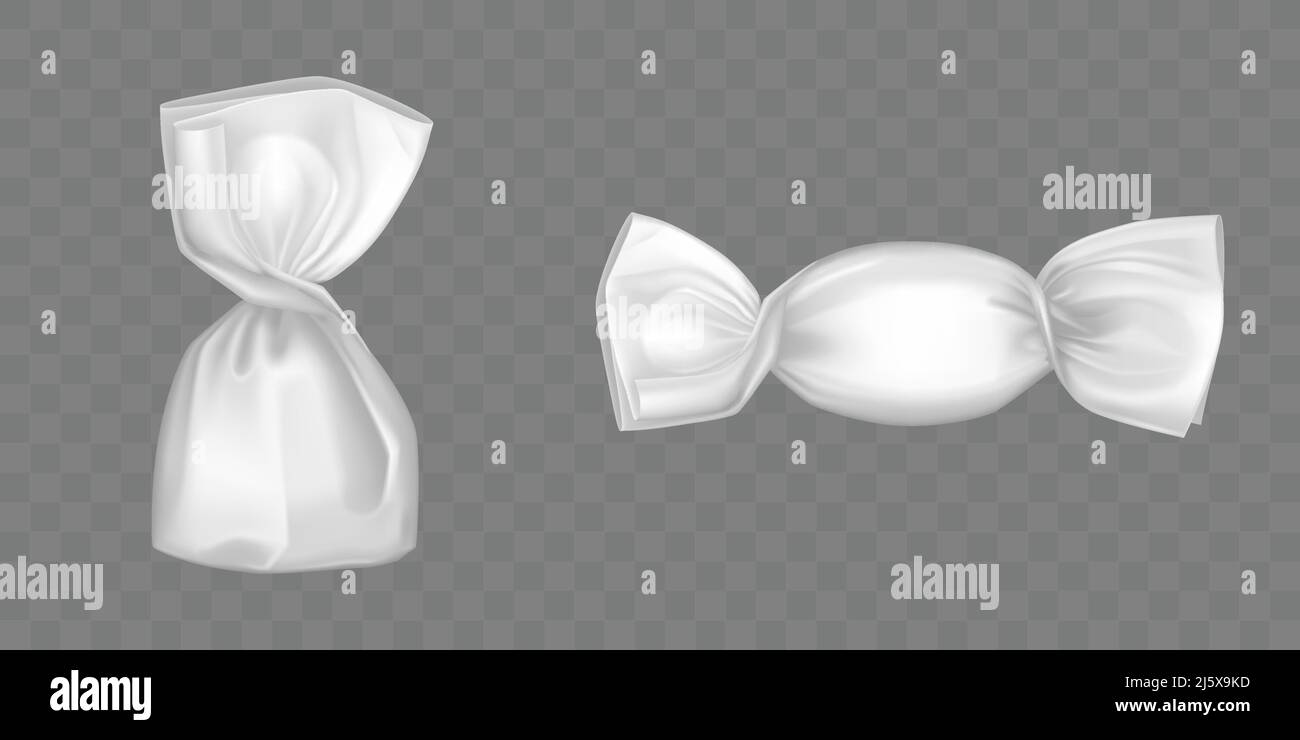 Transparent candy wrapper isolated on grey background. Limpid blank ...