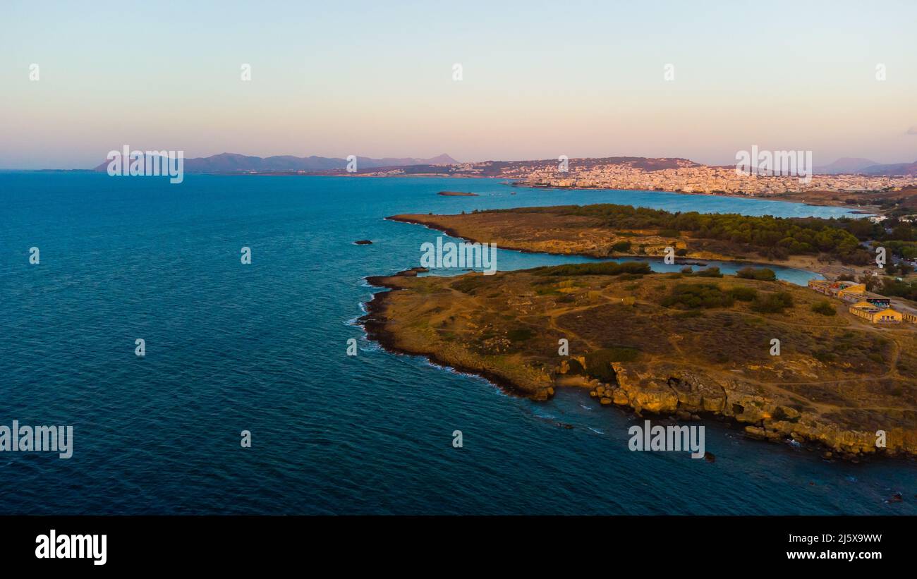 Panoramic aerial view from above of the city of Chania, Crete island ...