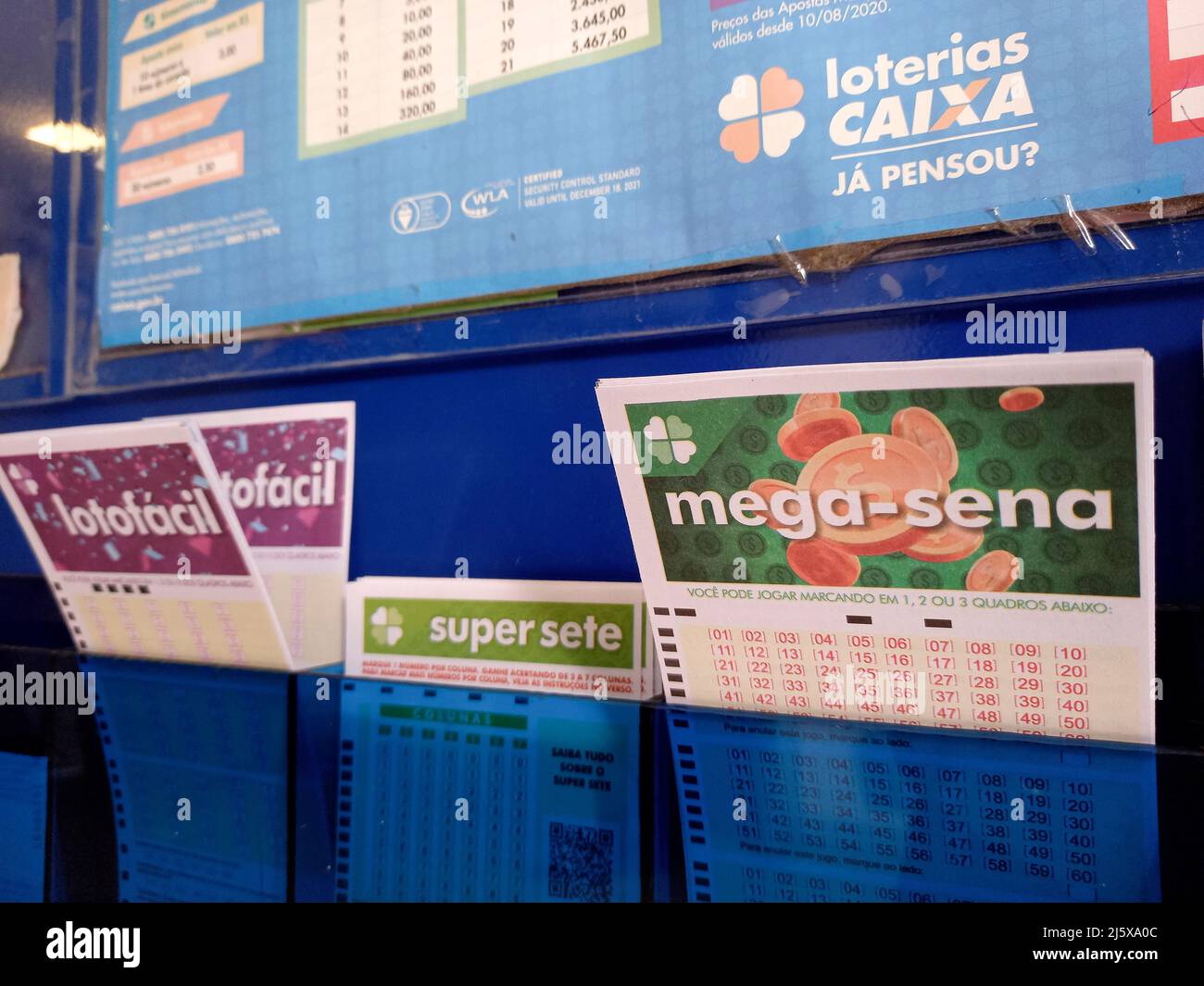 Minas Gerais, Brazil - April 25, 2022: lottery ticket Caixa Mega Sena ...