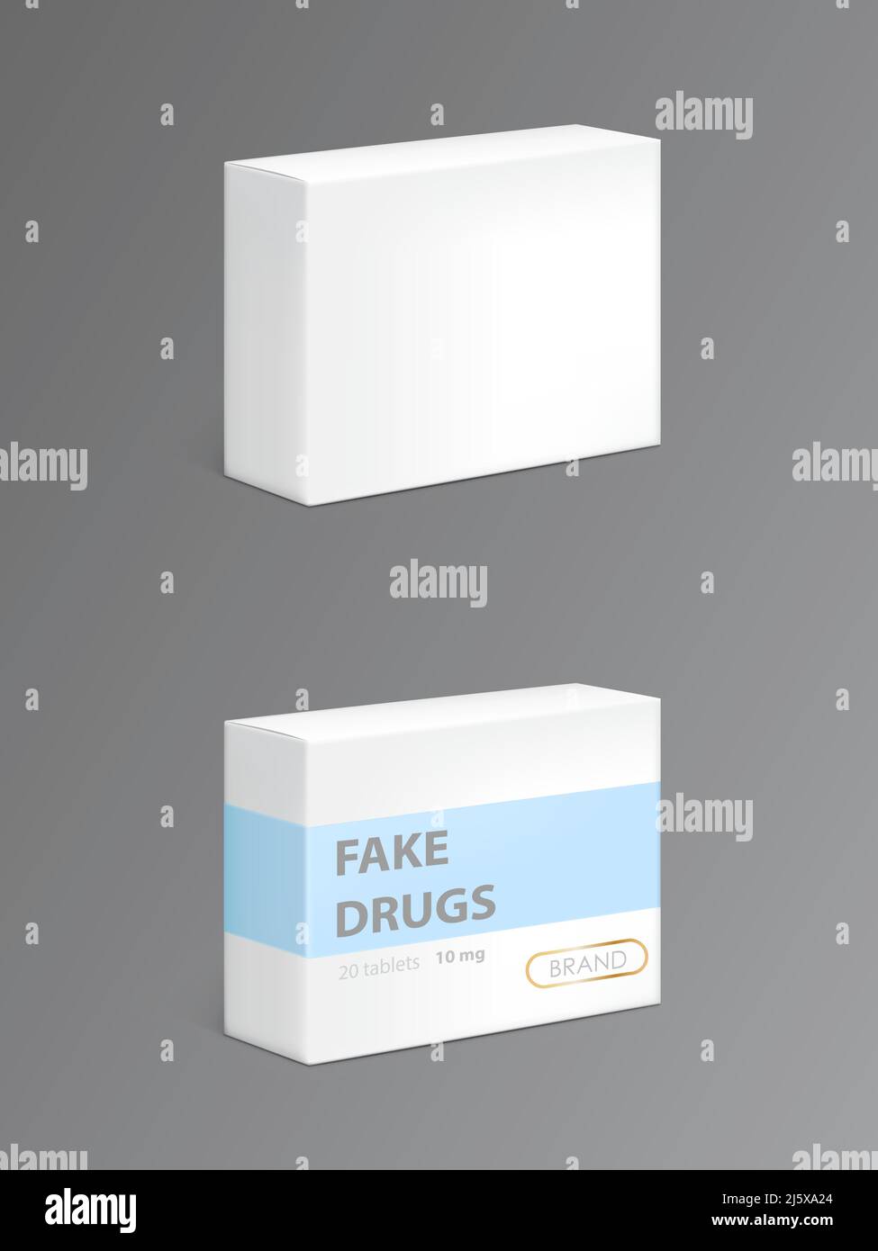 Vector mockup of fake drugs isolated on gray background. Template of ...