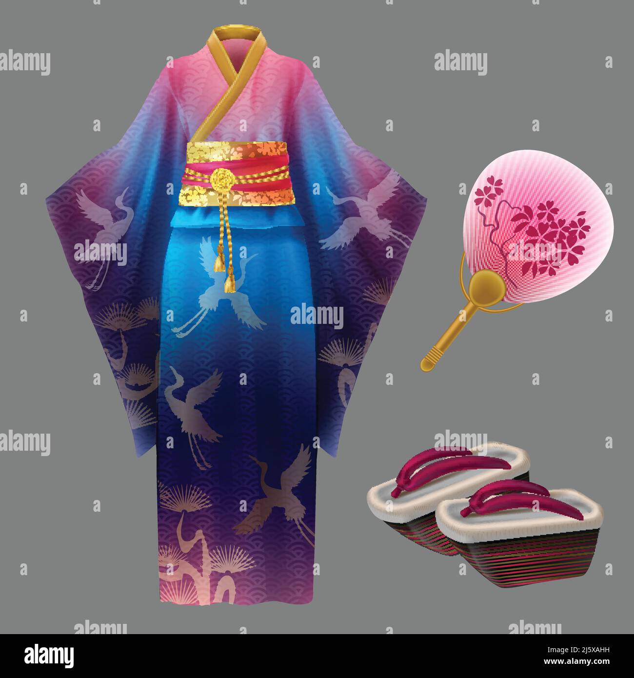 Traditional geisha robe Stock Vector Images - Alamy