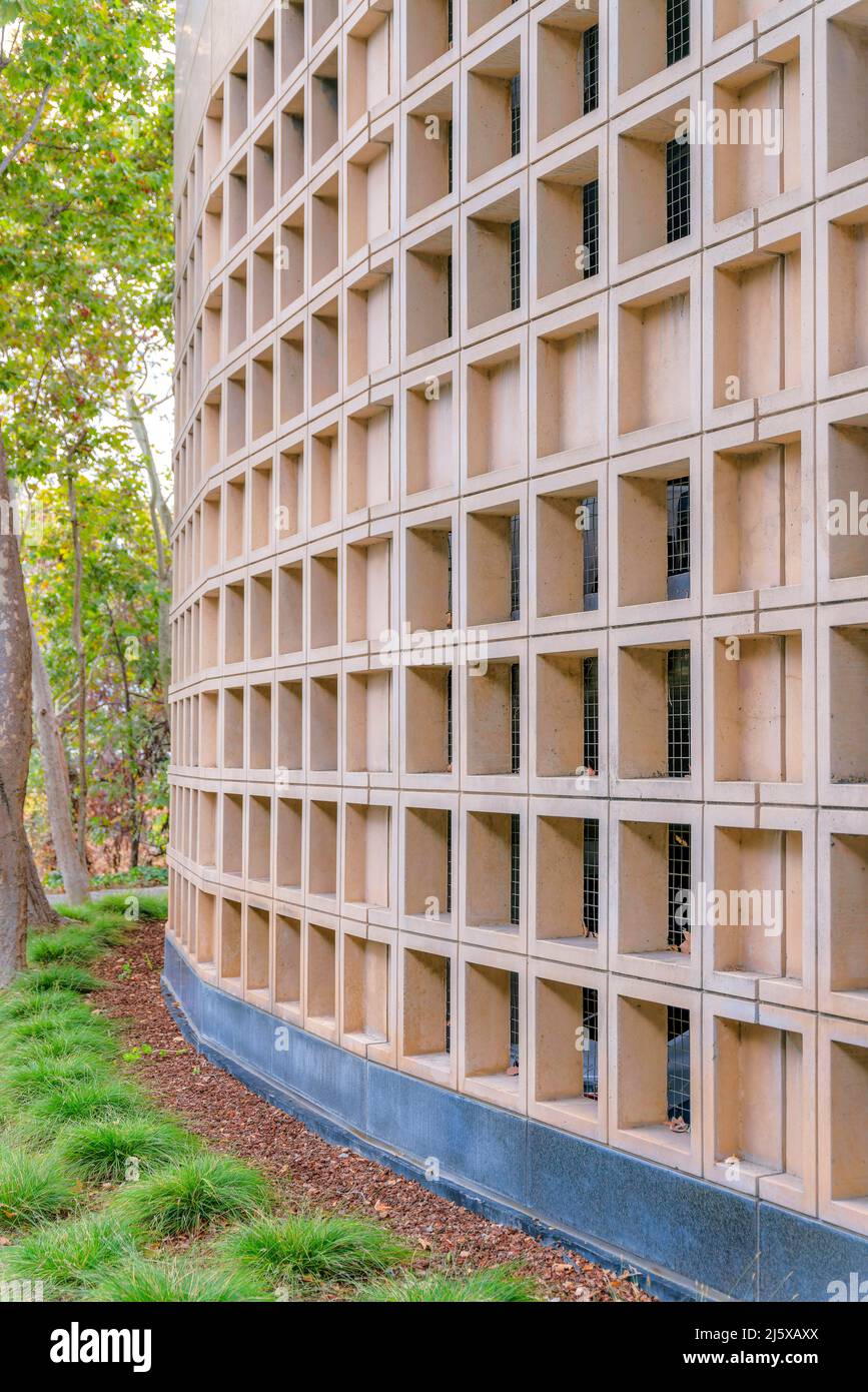 Building exterior with square concrete blocks at Silicon Valley, San ...
