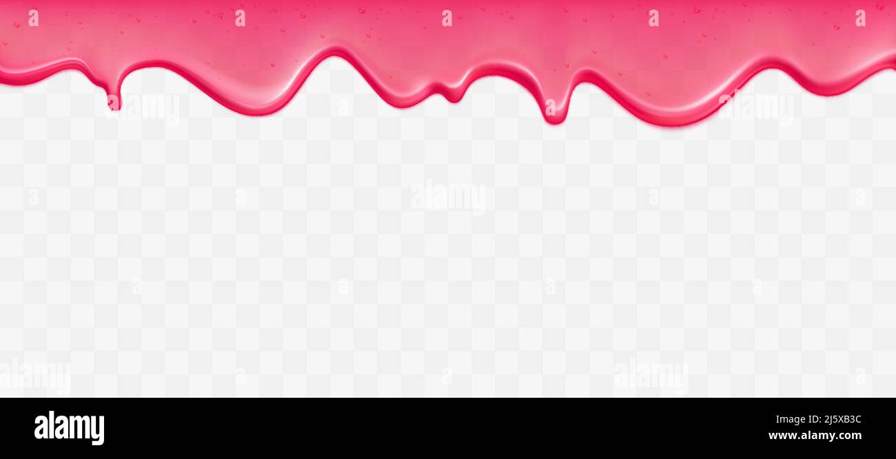 Dripping glossy pink slime with air bubbles isolated on transparent ...