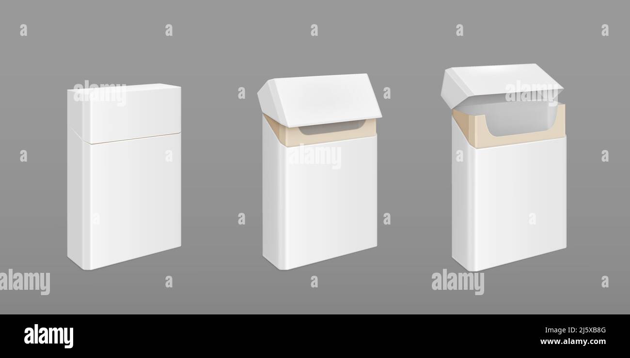 Empty open and closed pack of cigarettes with golden foil. Vector ...