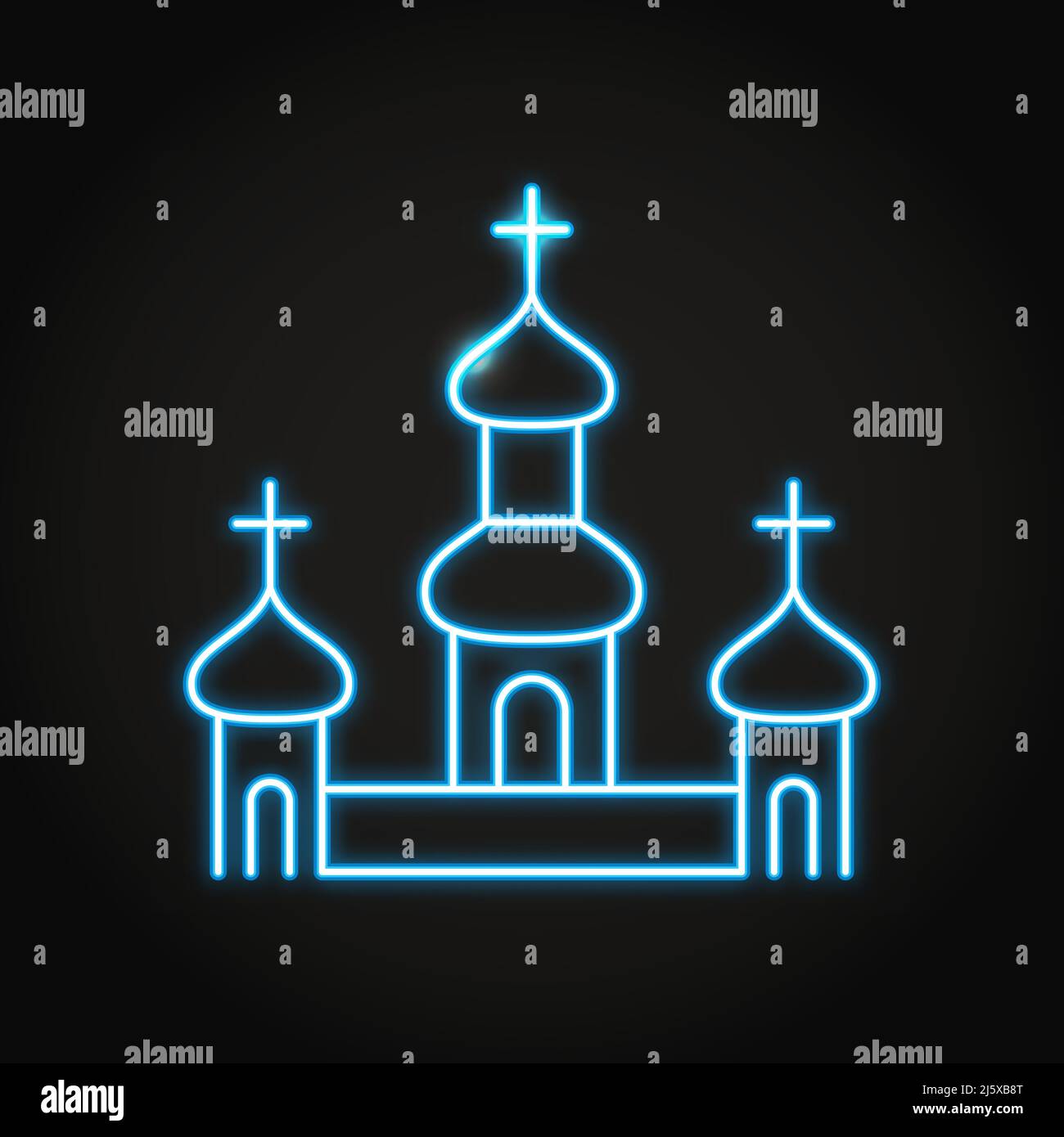 Neon Christian church domes icon. Monastery or cathedral symbol. Vector ...