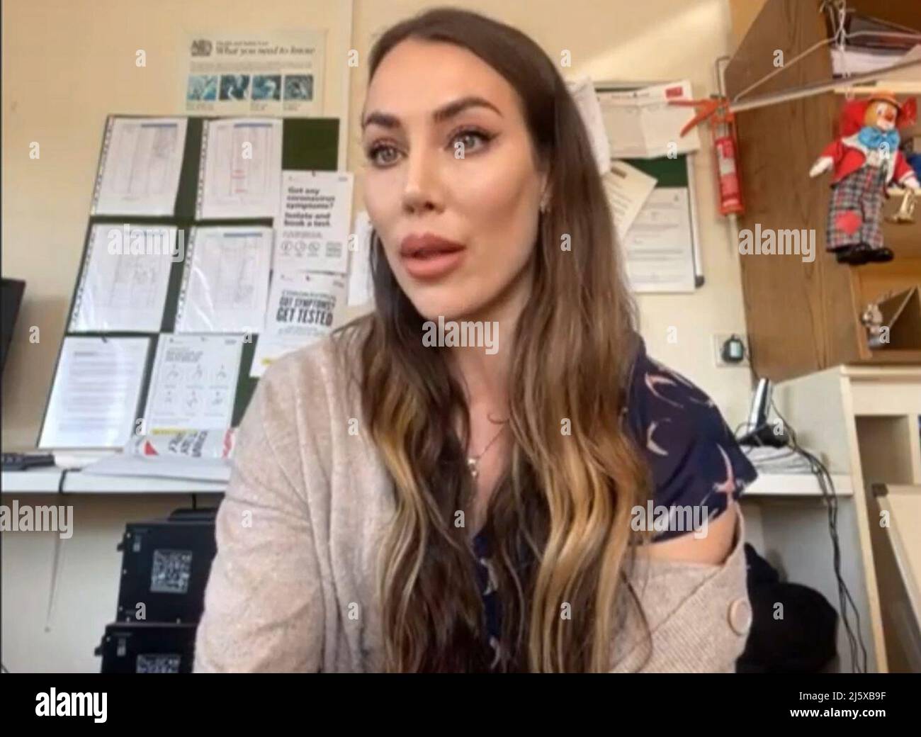 Kim Booker appearing via video at the Health and Social Care Committee ...