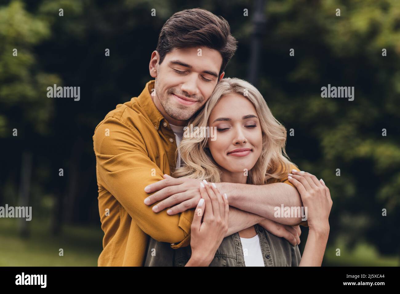 Portrait of attractive tender gentle sweet amorous affectionate couple ...