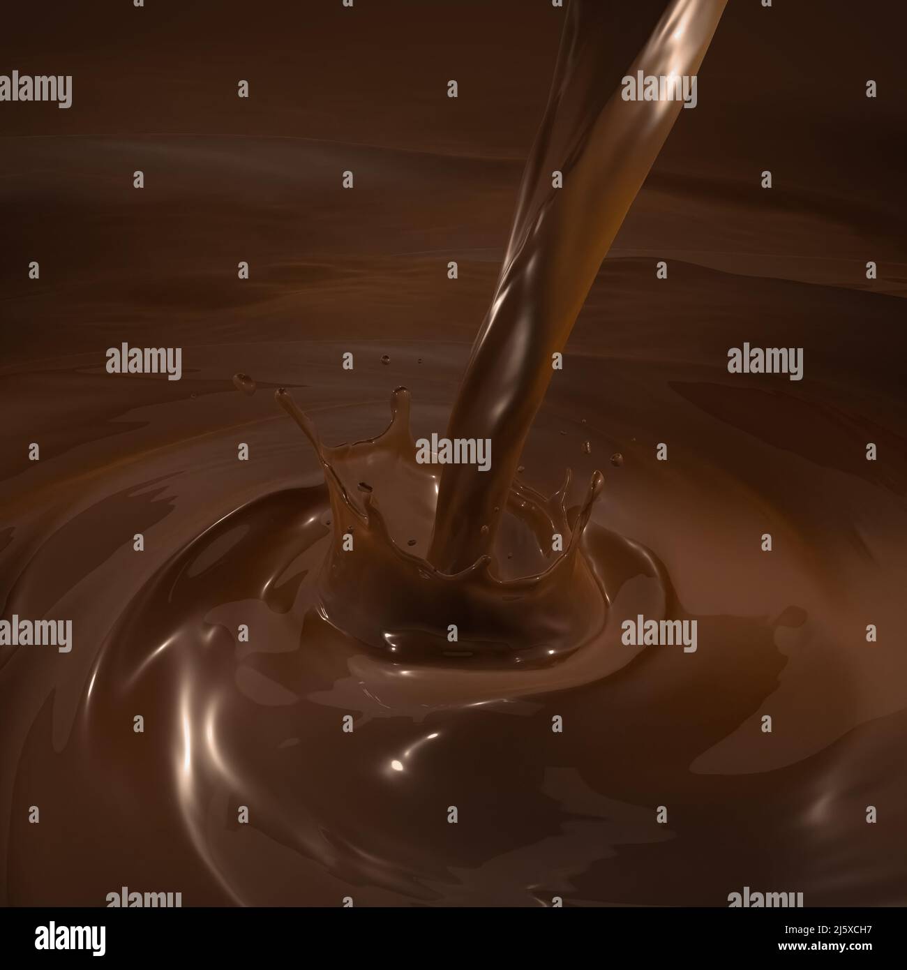 3D Rendering of Isolated Liquid Chocolate Splash with Swirling Ripple ...
