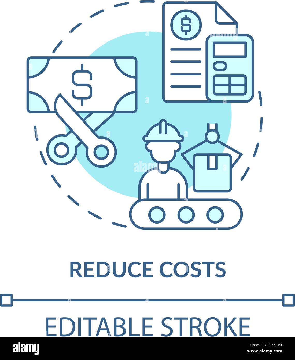 Reduce costs turquoise concept icon Stock Vector Image & Art - Alamy